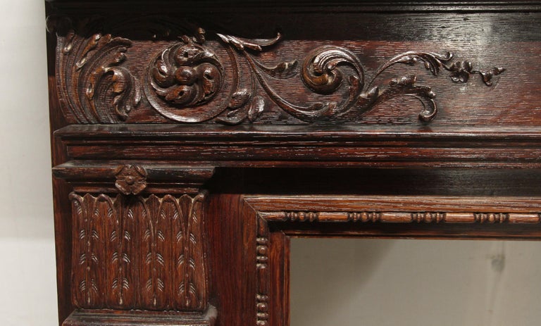 1920s Hand Carved Wood Federal Style Mantel with a Dark Mahogany Finish ...