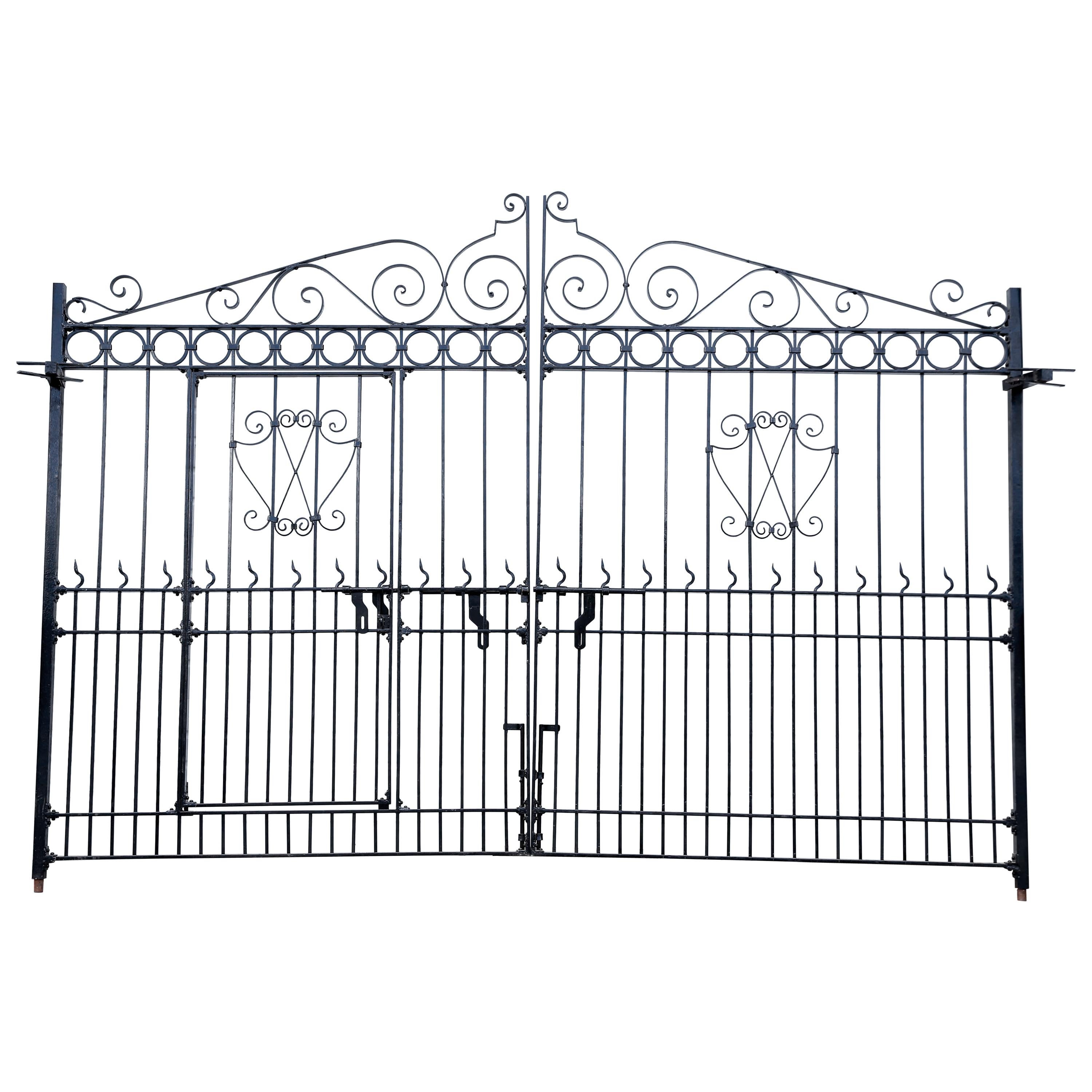 1920s Hand-Forged Monumental Steel Gate from a Forest Bungalow in East ...