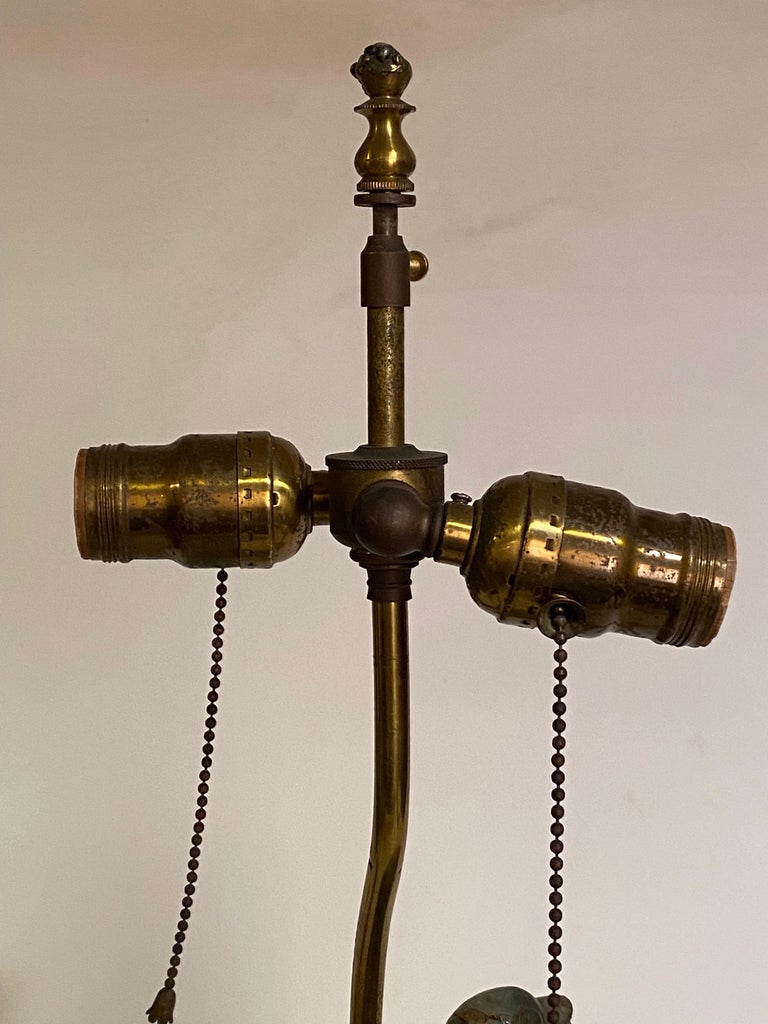 1920s Heavily Carved Asian Jade Table Lamp For Sale at 1stDibs