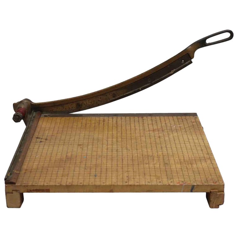 1920s High School Art Class Wood and Steel Paper Cutter with Built-In ...