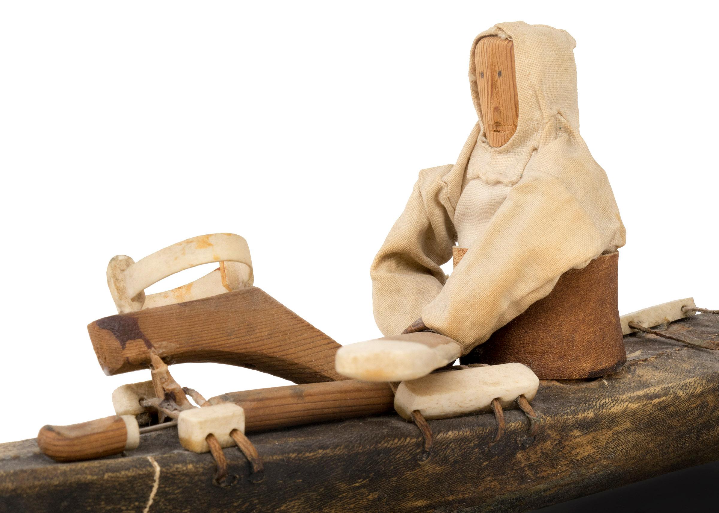 1920s Inuit Tribe Model Miniature Wooden Kayak with Figure at 1stDibs ...