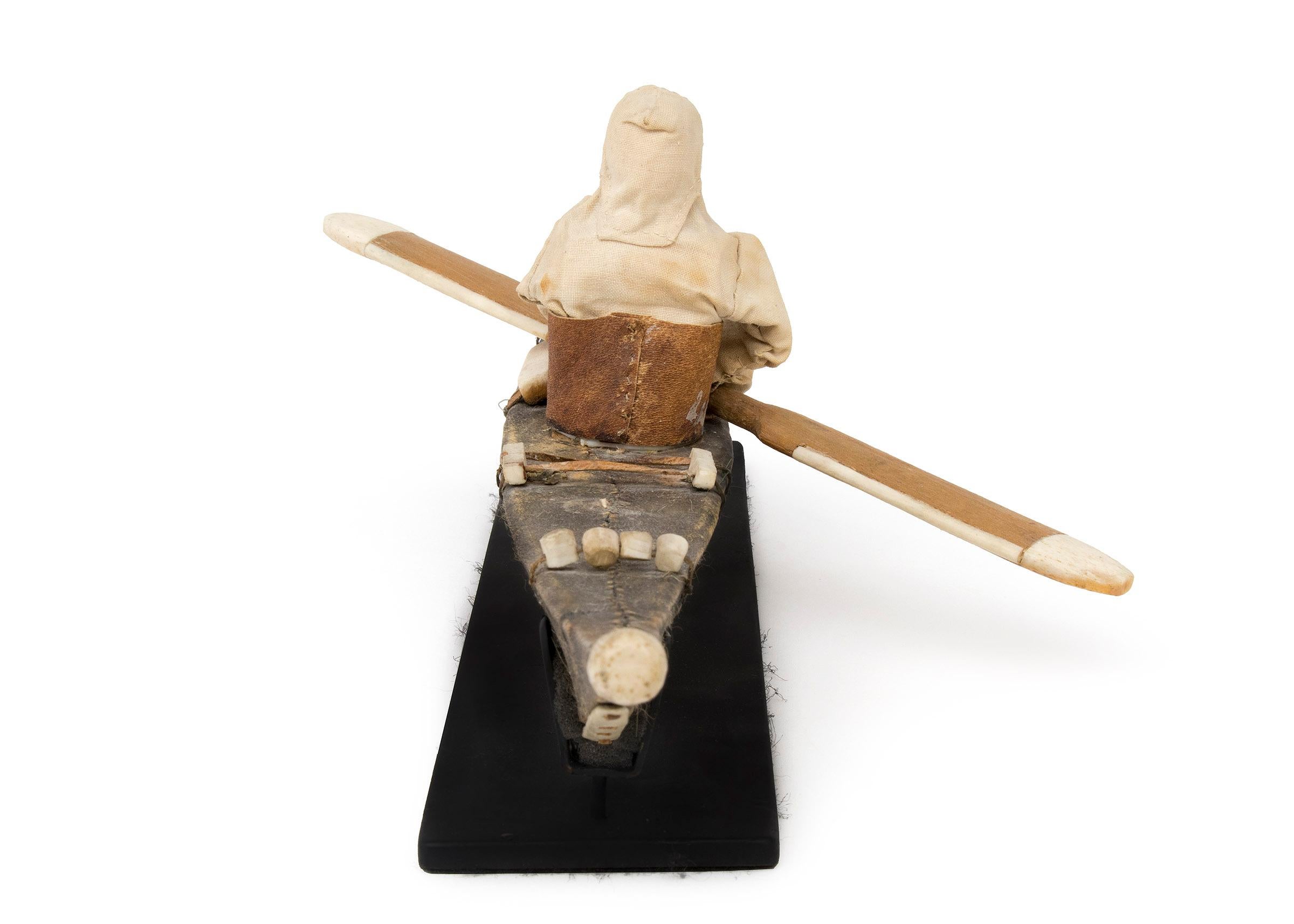 1920s Inuit Tribe Model Miniature Wooden Kayak with Figure at 1stDibs ...