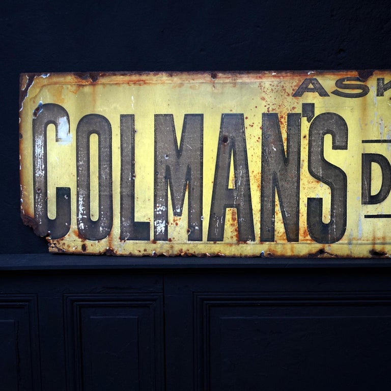 1920s Large Enamel Advertising Tin Sign Colman's Mustard at 1stDibs ...