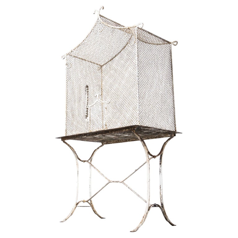 1920''s Large French Mesh Steel Aviary on Original Table For Sale at ...