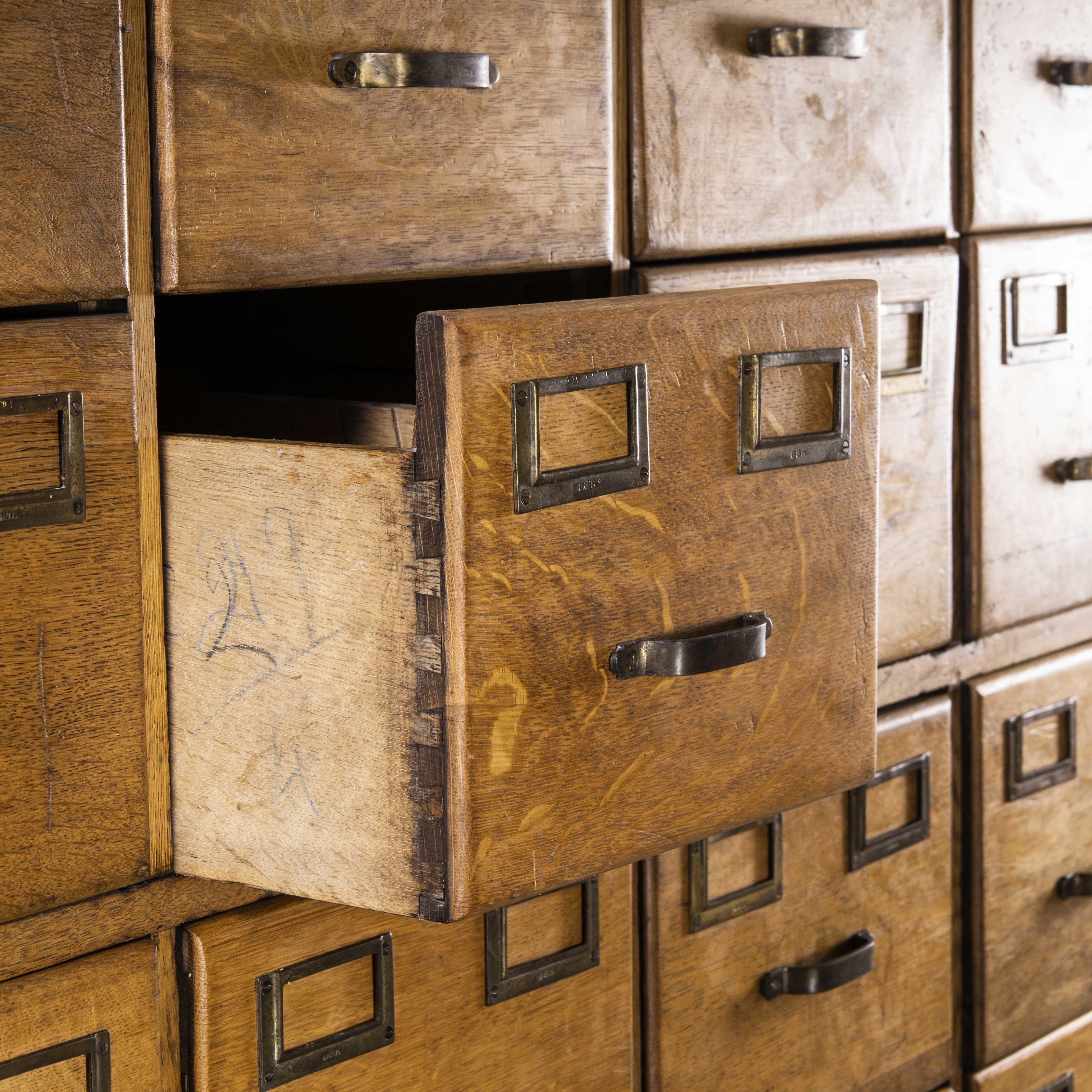 1920's Large Solid Oak Bank of Filing Drawers, Twenty Five Drawers at ...