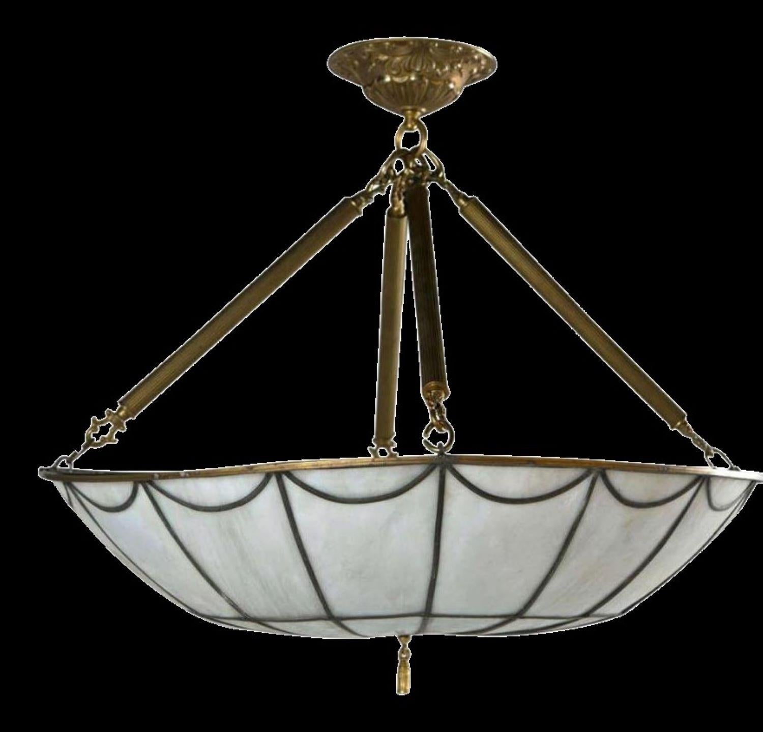 1920's Leaded Opaline Glass Light Fixture For Sale at 1stDibs