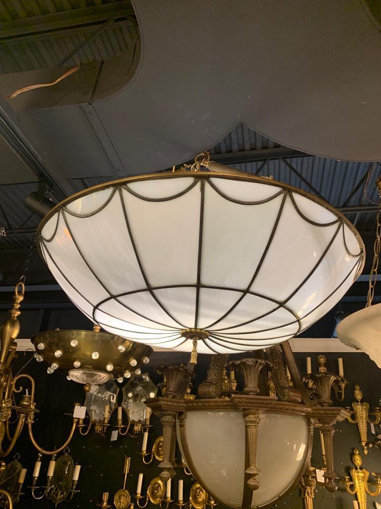 1920's Leaded Opaline Glass Light Fixture For Sale at 1stDibs