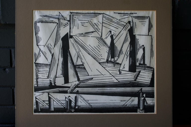 1920s Lyonel Feininger Woodcut Art Deco Cityscape Abstract Futurist ...
