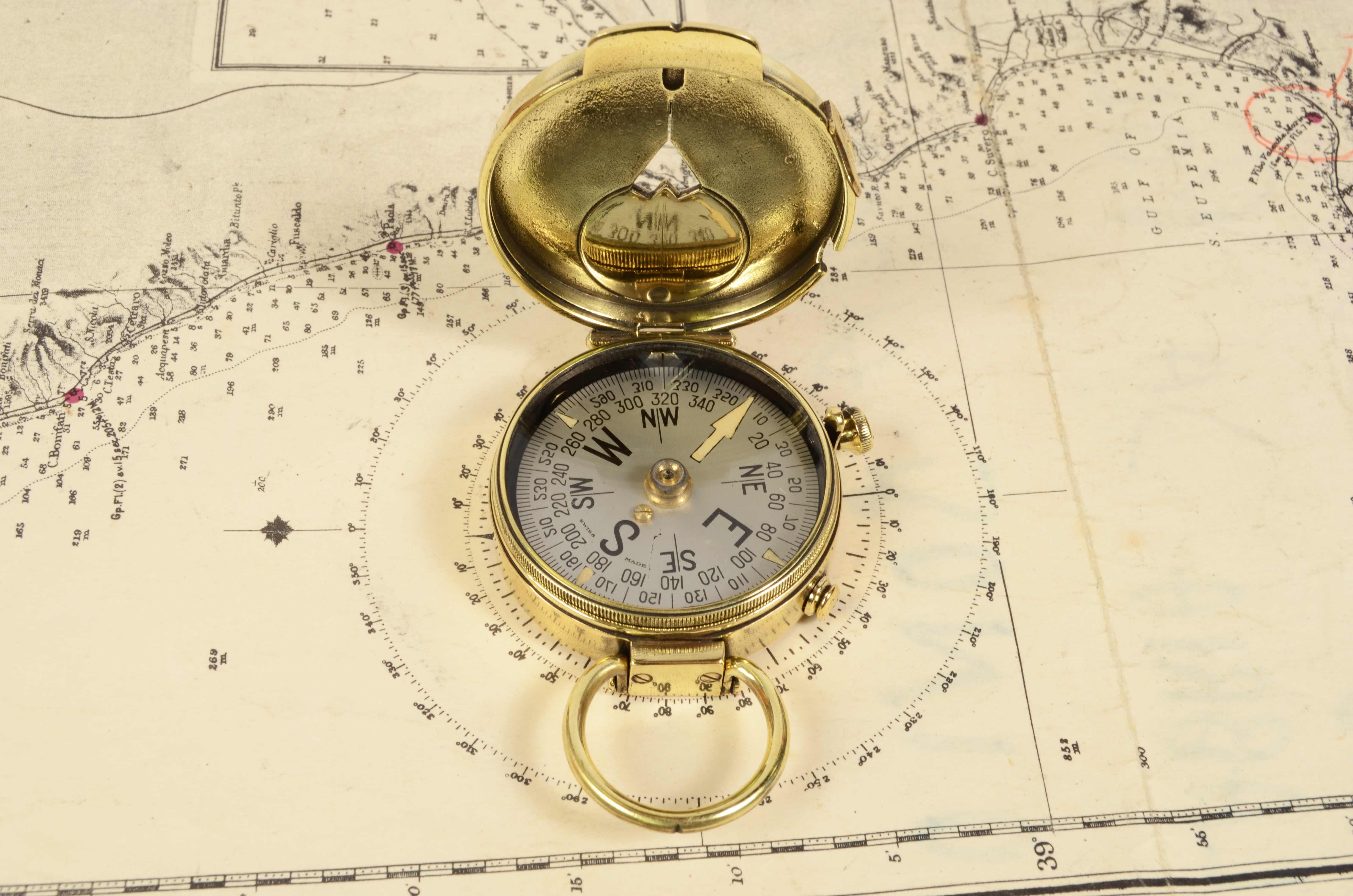 1920s Magnetic Brass Pocket Compass U.S Engineer Corps Antique Suveryor ...