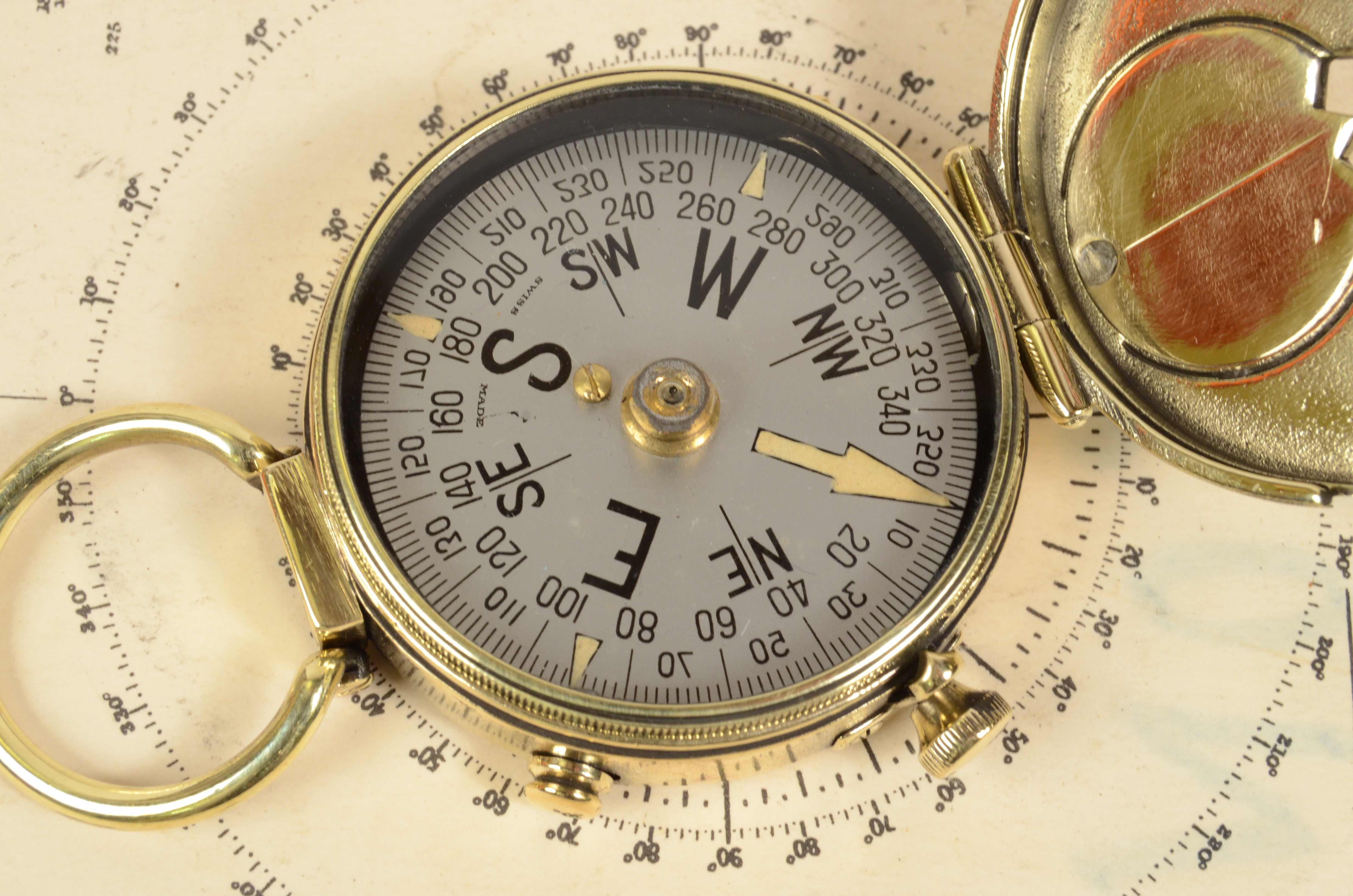 1920s Magnetic Brass Pocket Compass U.S Engineer Corps Antique Suveryor ...