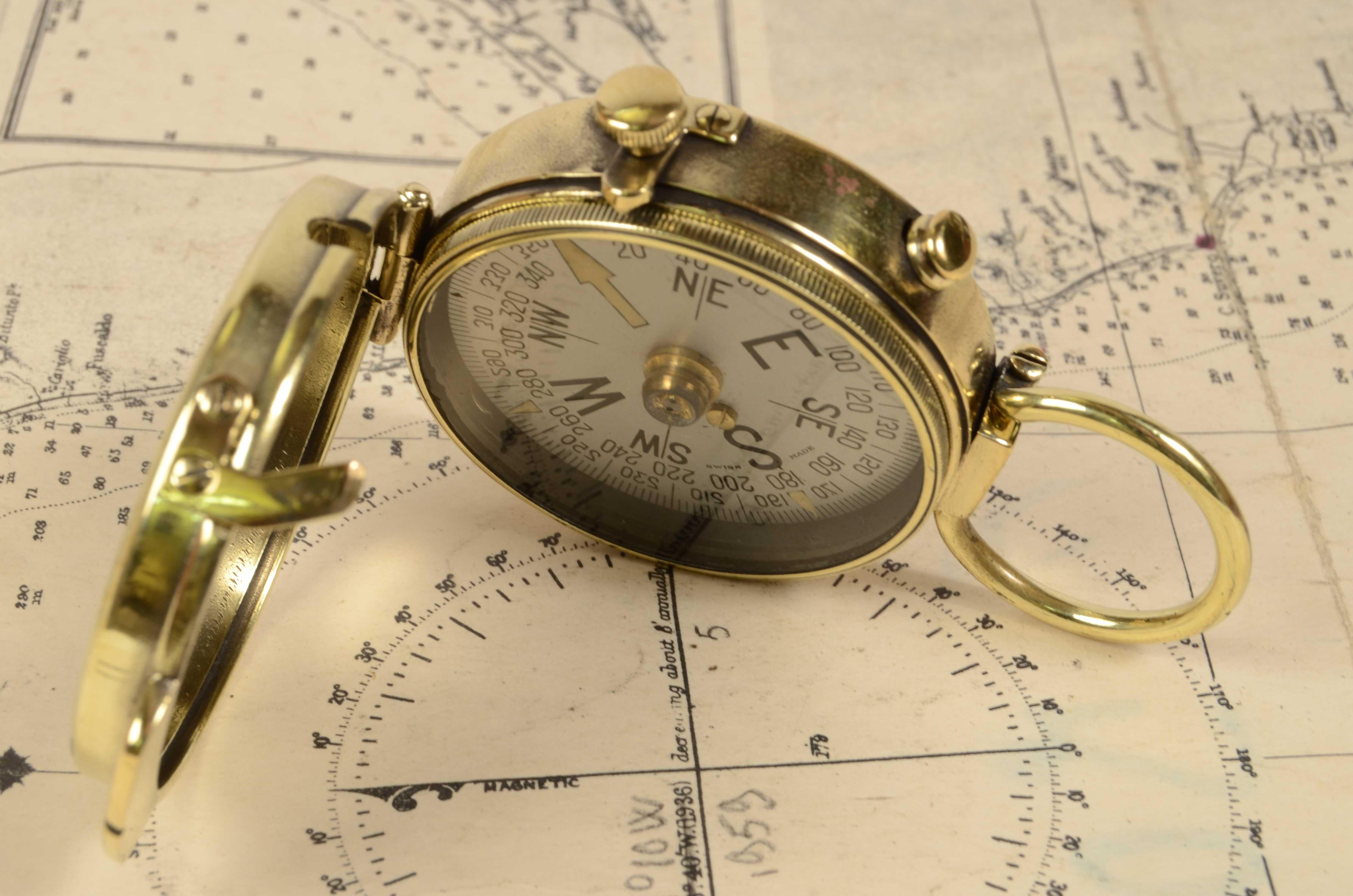 1920s Magnetic Brass Pocket Compass U.S Engineer Corps Antique Suveryor ...