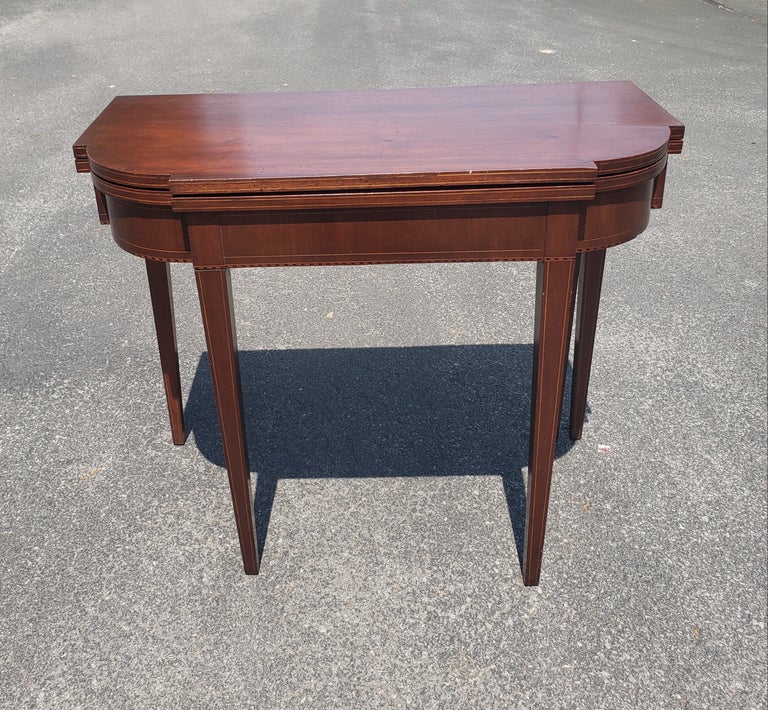1920s Mahogany and Satinwood Inlaid Federal Style Fold-Top Console or ...