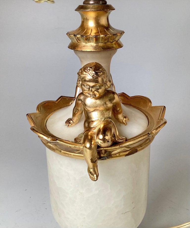 1920's Marble Urn and Gilt Urn Form Lamp For Sale at 1stDibs