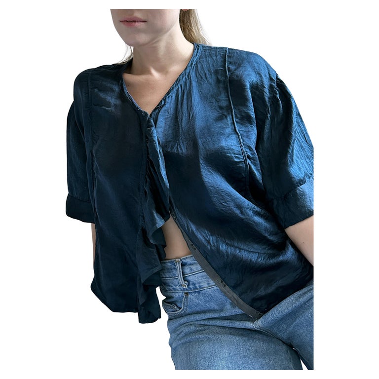 1920s Navy Blue Silk Blouse or Evening Jacket For Sale at 1stDibs