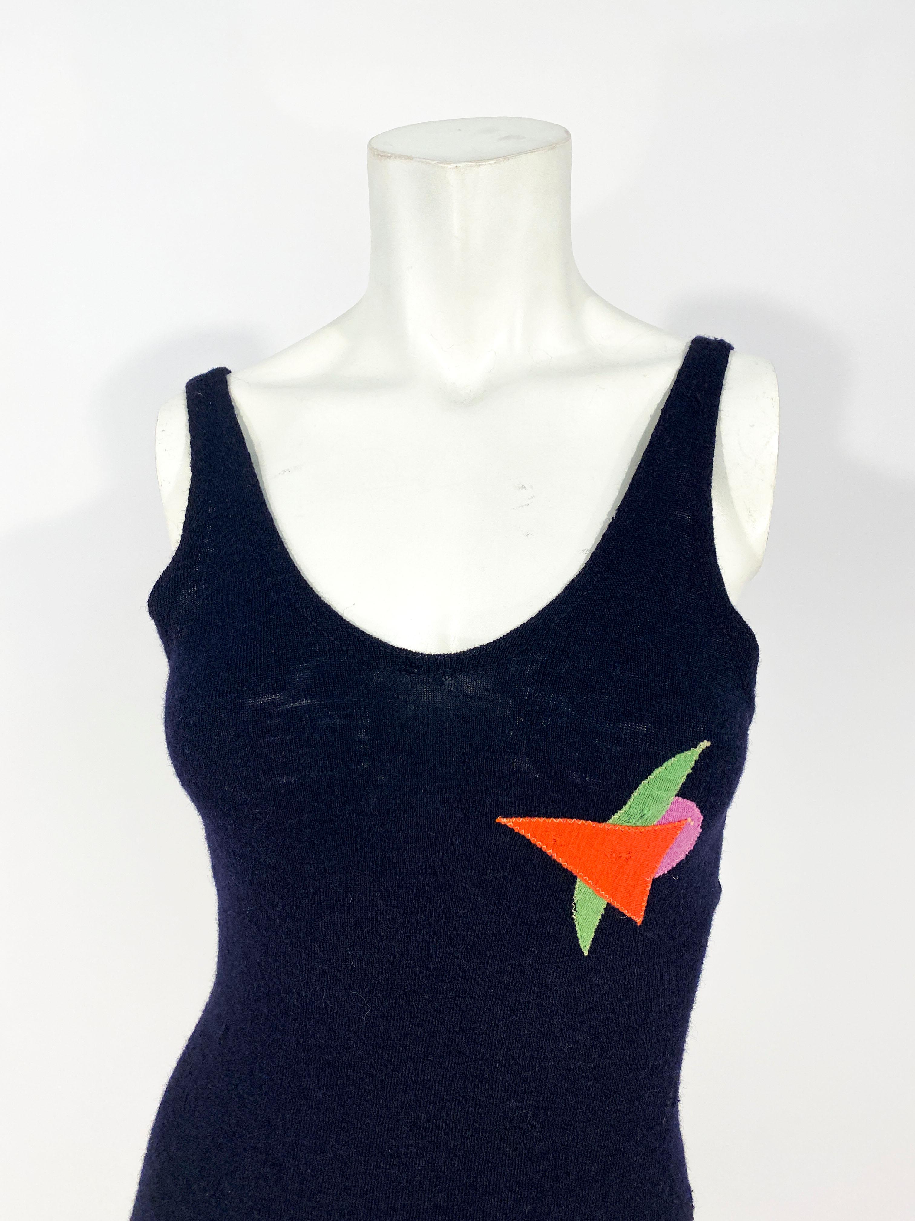 1920s Navy Wool Bathing Suit with Art Deco Appliqué at 1stDibs
