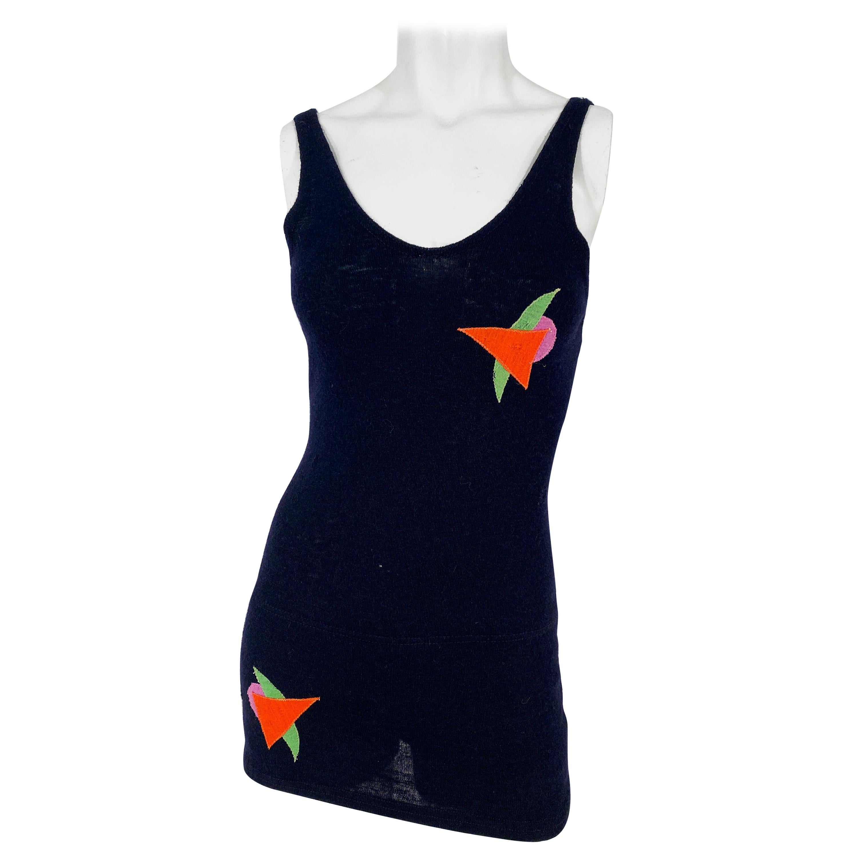 1920s Navy Wool Bathing Suit with Art Deco Appliqué at 1stDibs