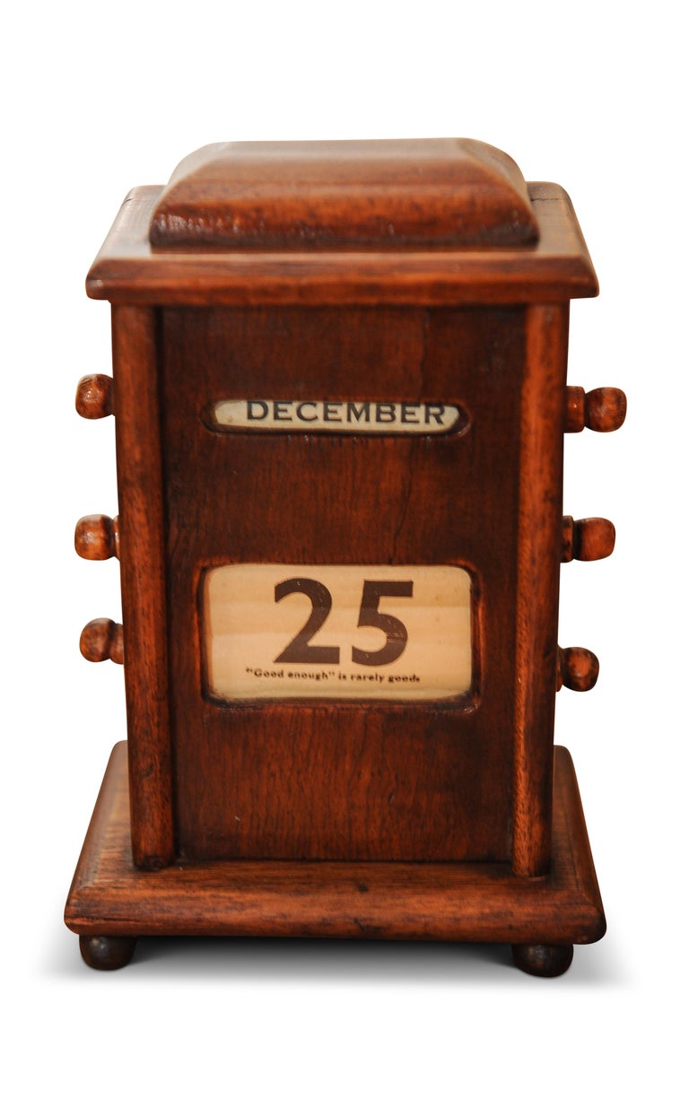 1920s Oak Desk Top Perpetual Calendar with Rotating Dials for Month ...