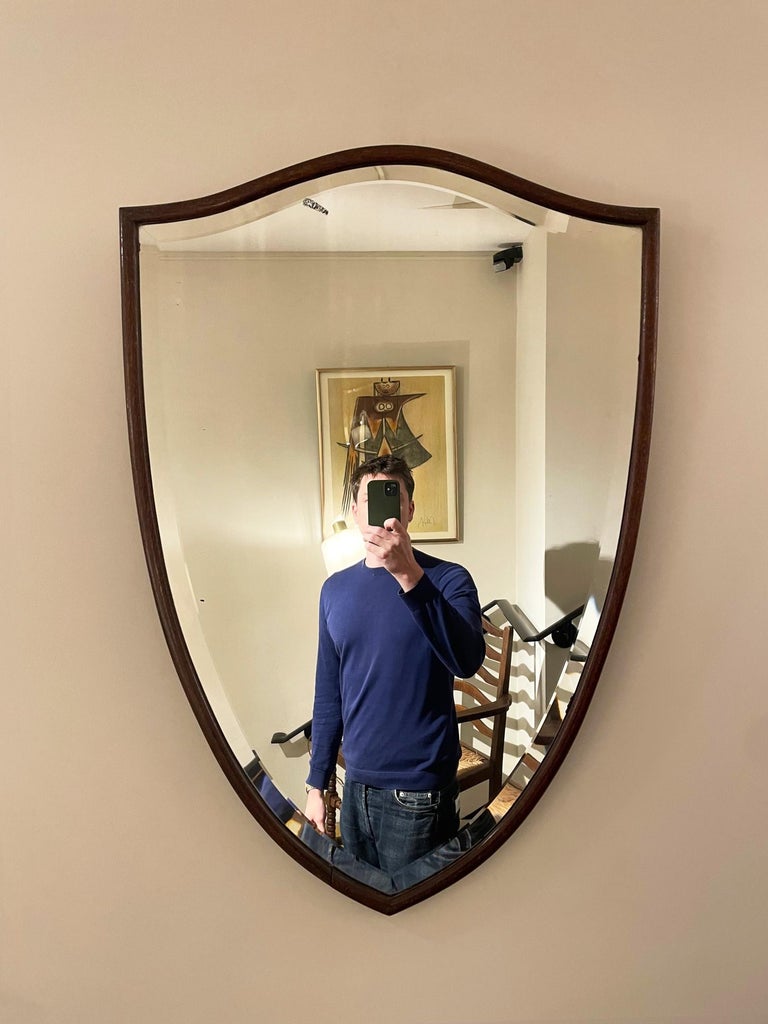 1920s Oak Shield Mirror For Sale at 1stDibs