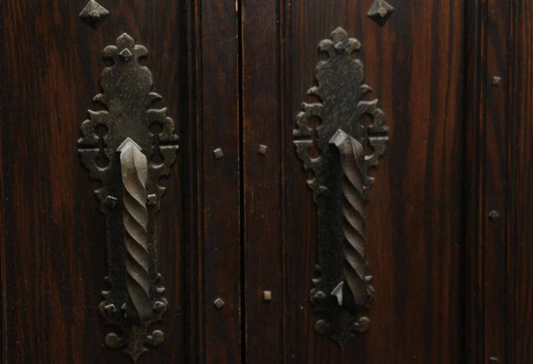 1920s Oak Wine Cellar Double Entry Doors with Gothic Arch at 1stDibs