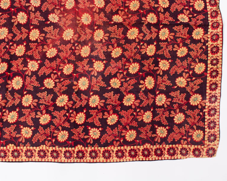 1920S Organic Cotton Antique Vegetable Dyed Scarf For Sale at 1stDibs