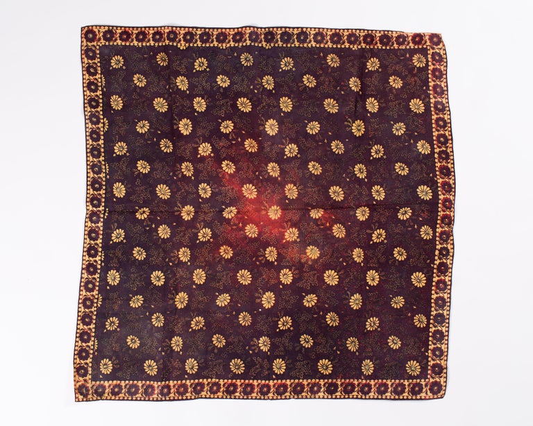 1920S Organic Cotton Antique Vegetable Dyed Scarf For Sale at 1stDibs