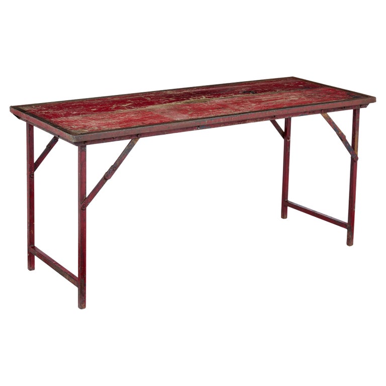 1920s’ Painted French Pine and Metal Folding Table For Sale at 1stDibs