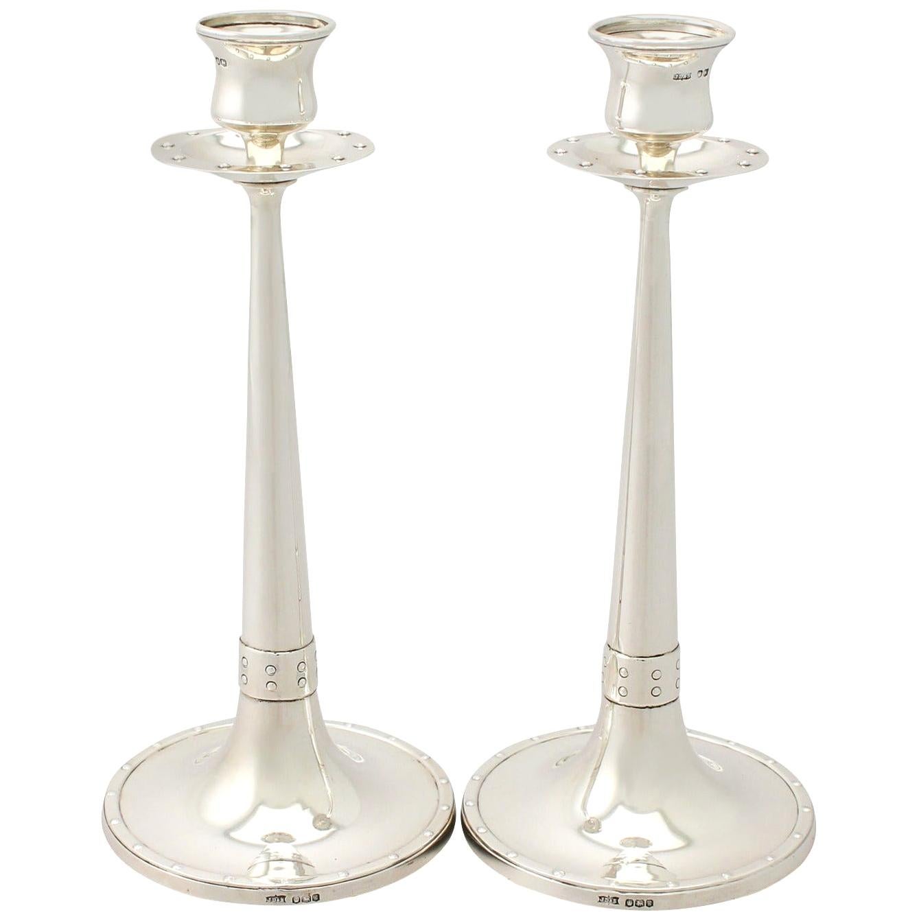 1920s Pair of Arts and Crafts Style Sterling Silver Candlesticks at ...