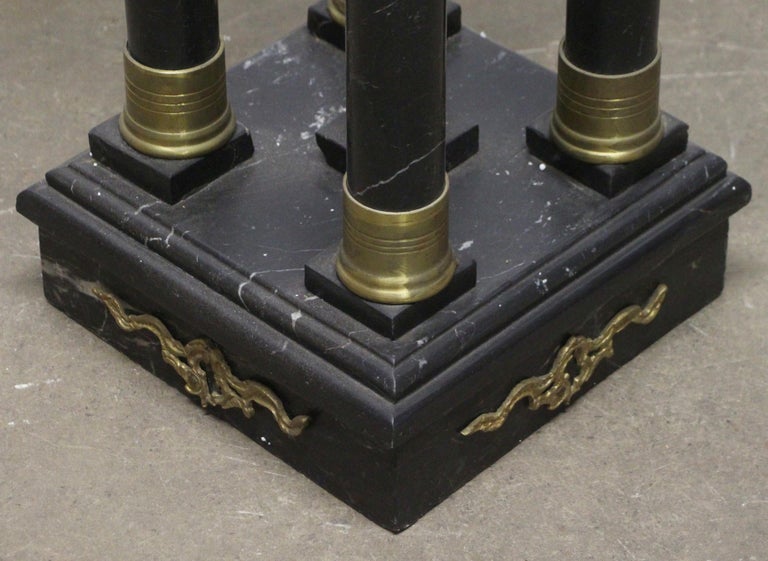 1920s Pair of Black Marble and Brass Column Pedestals with White ...