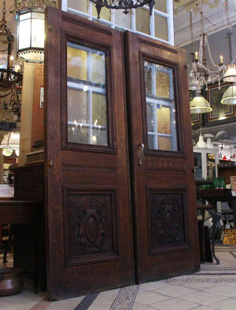 1920s Pair of Carved Solid Oak Double Entry Doors from E. 22nd and Park ...