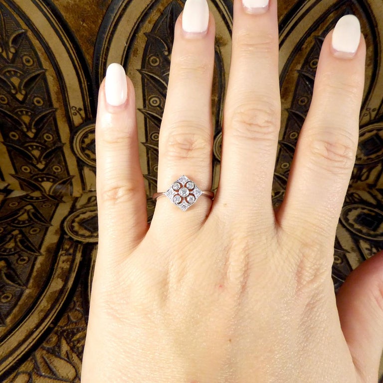 1920's Period Replica Geometric Pattern Diamond Ring in 18ct White Gold ...