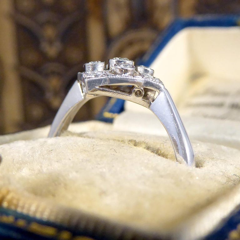 1920's Period Replica Geometric Pattern Diamond Ring in 18ct White Gold ...