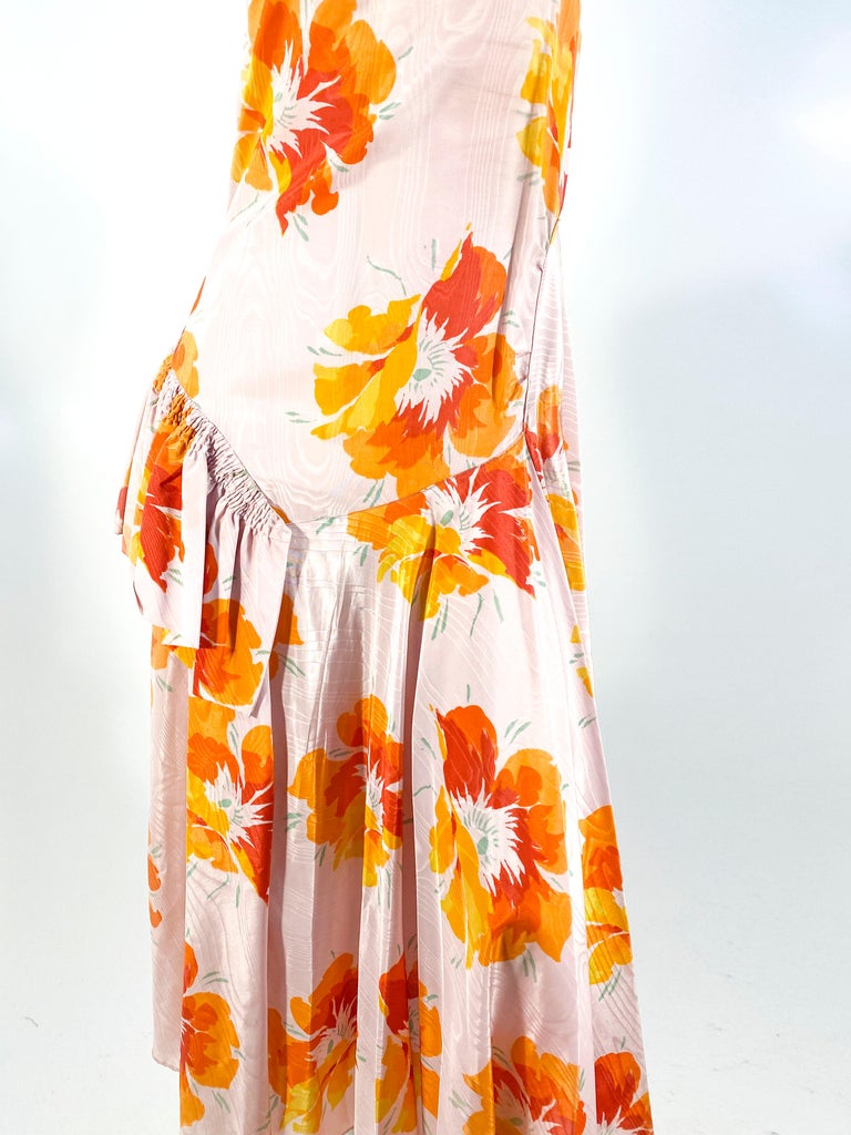 1920s Printed Moiré Rose Dress For Sale at 1stDibs