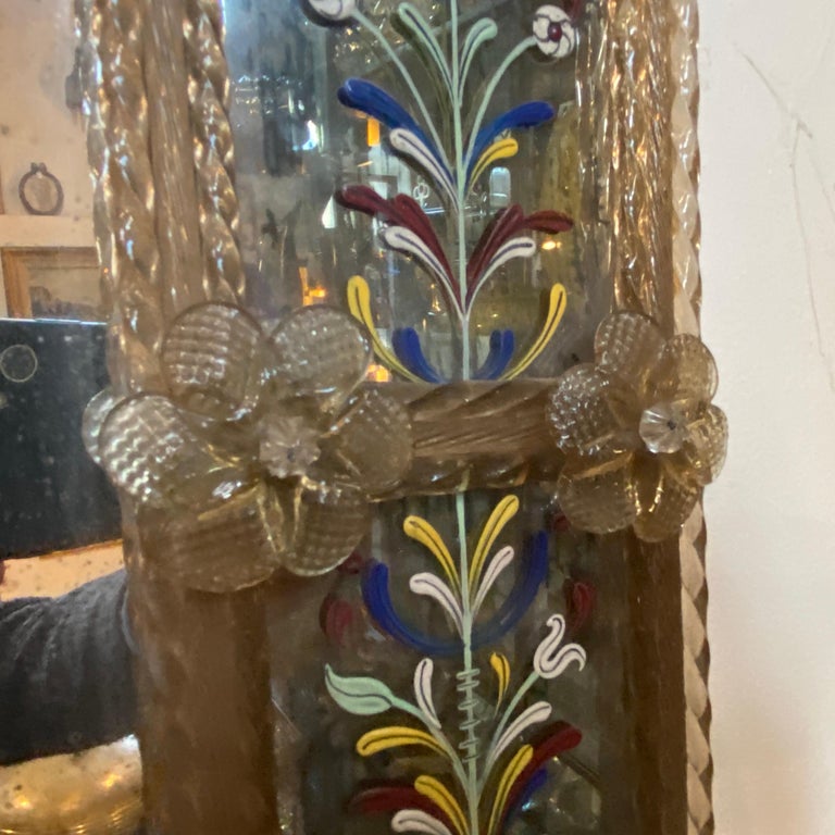 1920s Rare Hand-Painted Murano Glass Rectangular Venetian Wall Mirror ...