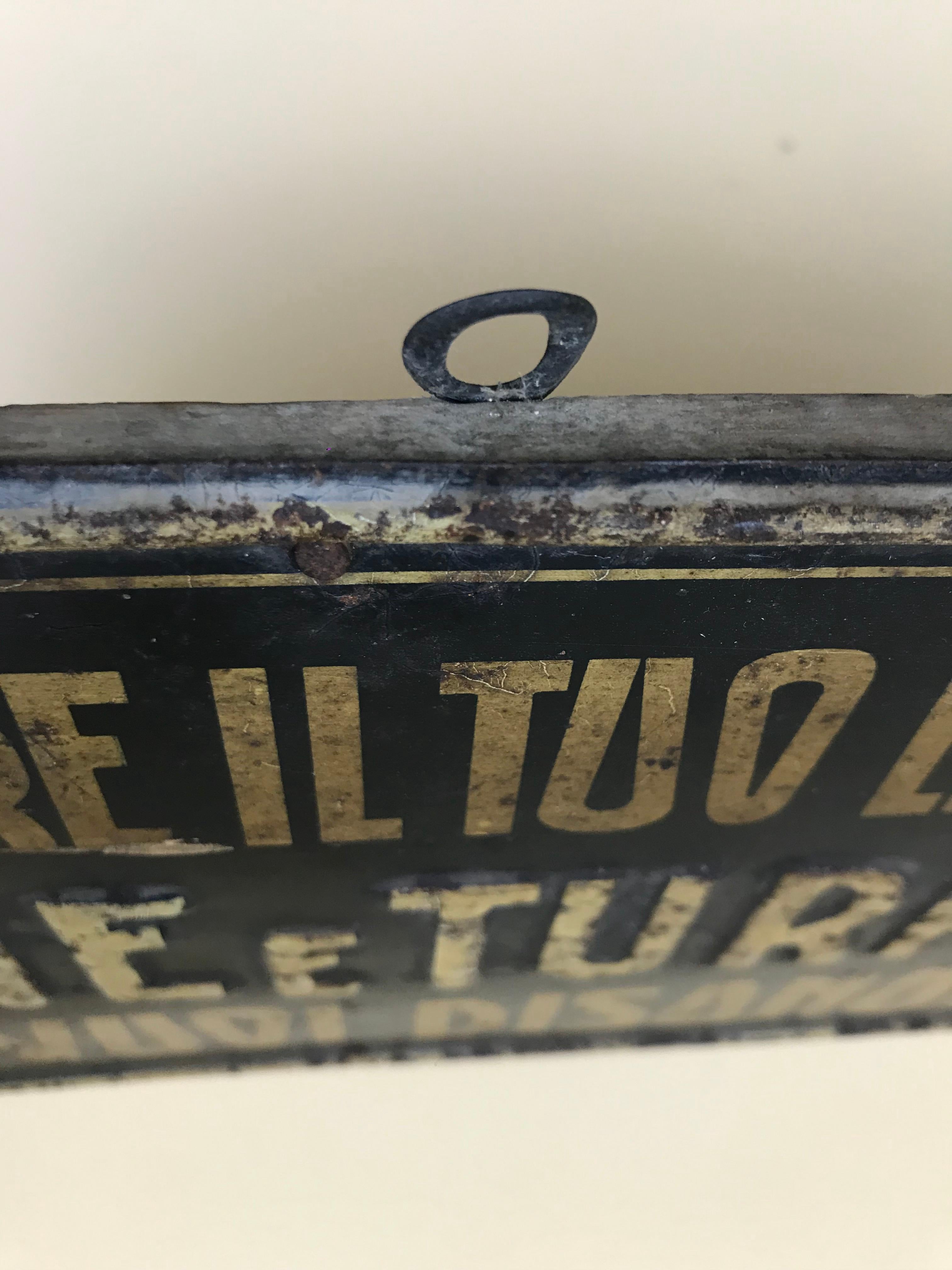 1920s Remarkable Vintage Italian Moral Sign in Tin on a Wooden Board ...