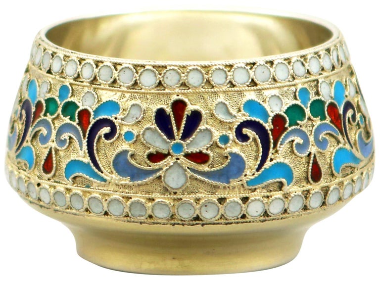 1920s Russian Silver and Polychrome Cloisonné Enamel Salts For Sale at ...