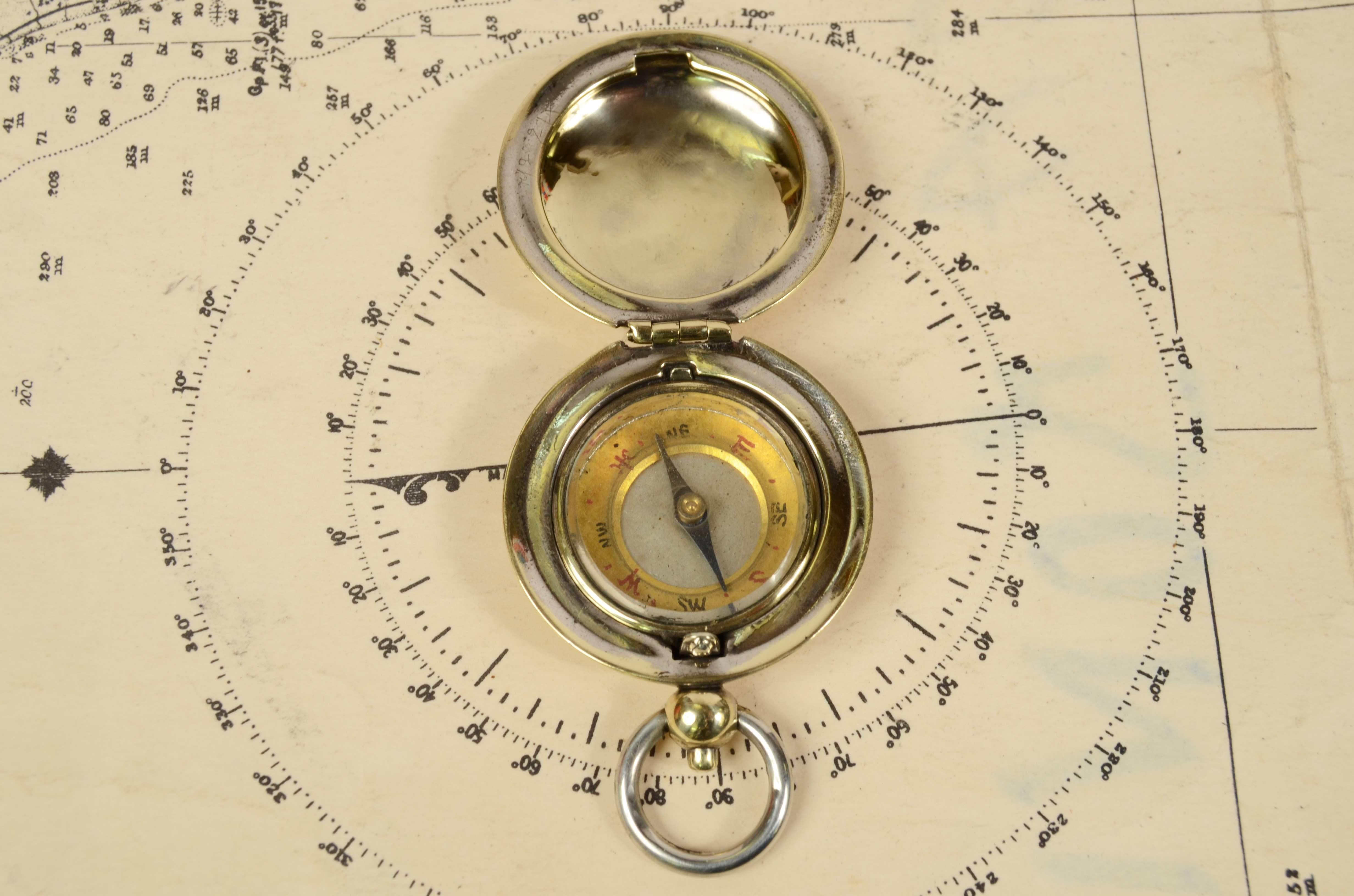1920s Small Brass Terrestrial English Pocket Compass Antique Scientific ...