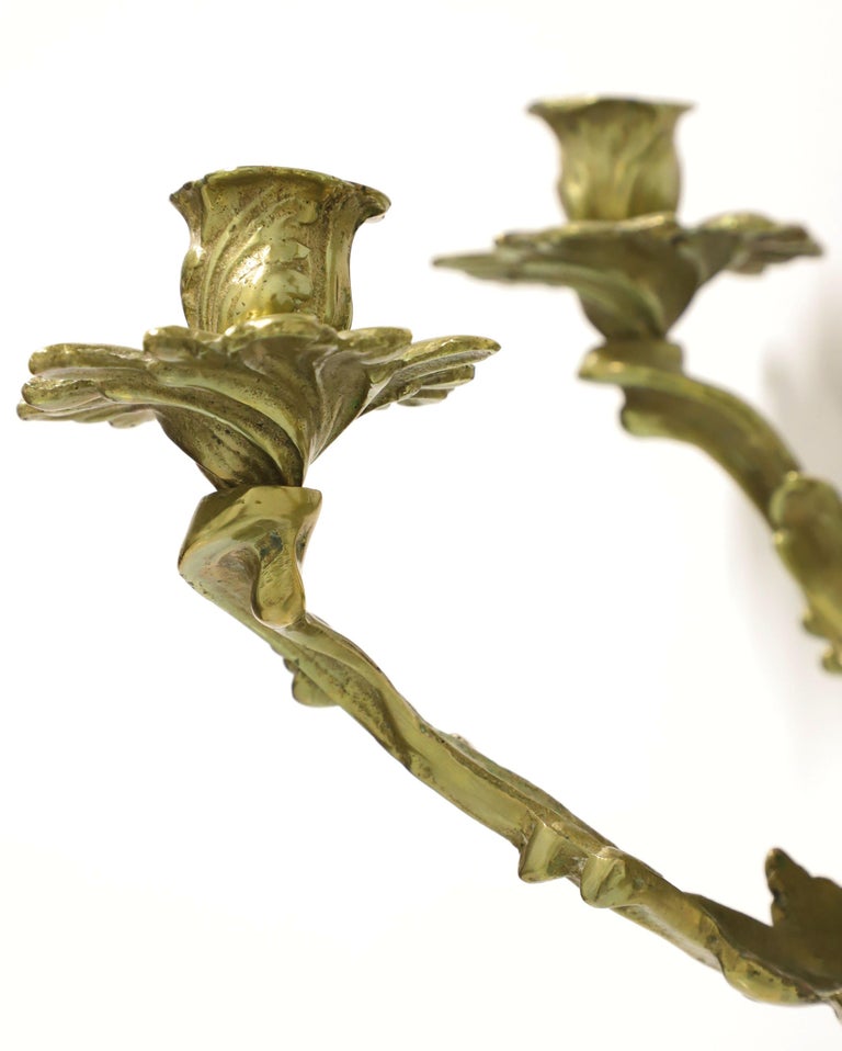 Antique 1920's Solid Brass Rococo Style Candle Wall Sconce For Sale at ...