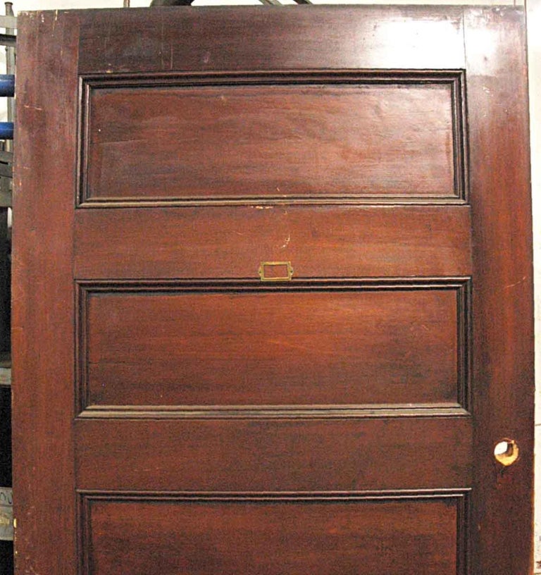 1920s Solid Core Five Panel Walnut Privacy Door For Sale at 1stDibs