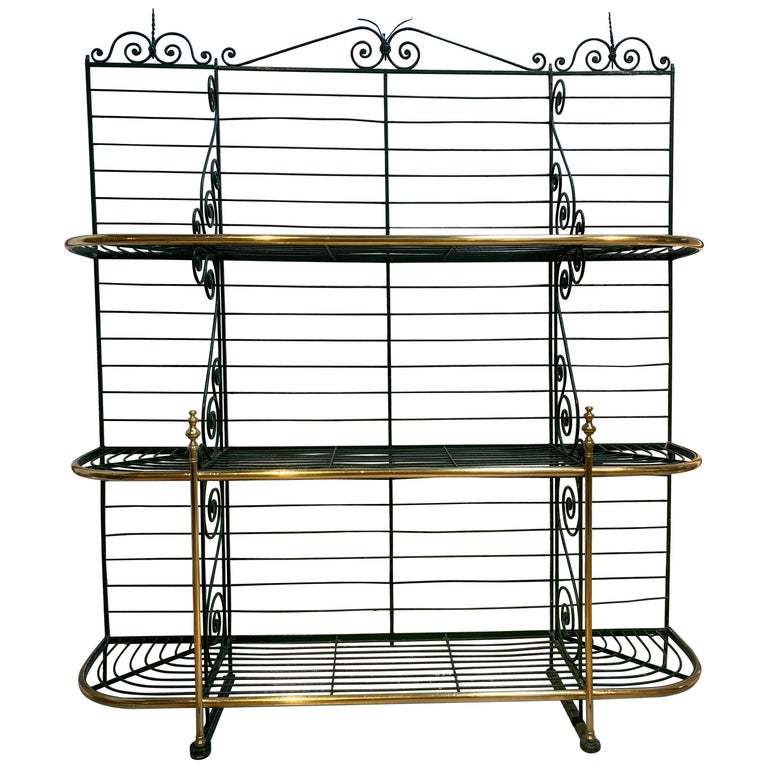 1920s Spanish Bronze and Iron Three Shelf Bakers Rack at 1stDibs