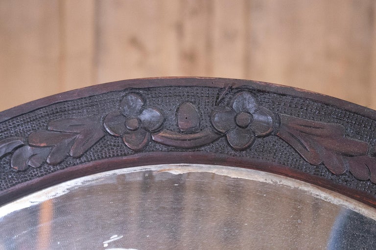 1920s Spanish Engraved Wall Mirror w/ Hand Carved Bass-Relief Wooden ...