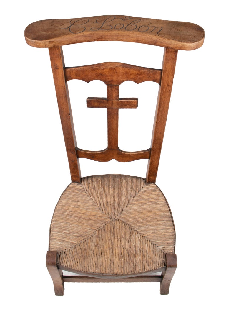 1920s Spanish Hand Carved Ornate Pine Wood "Prie-dieu" Prayer Stool at ...