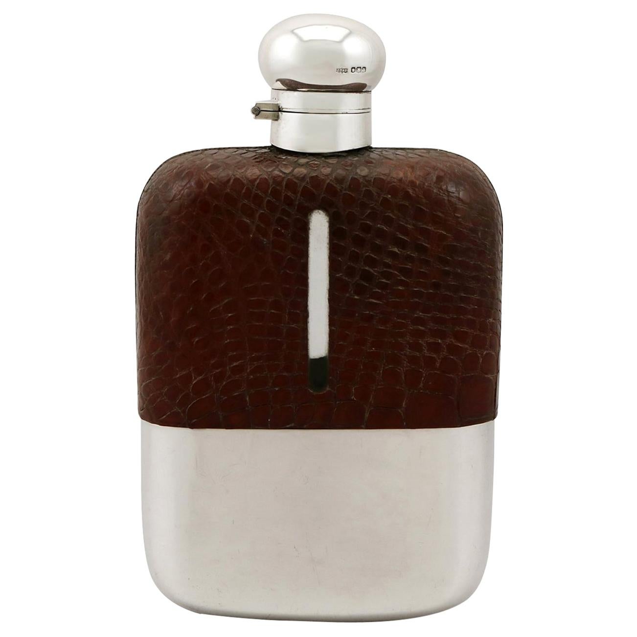 Unusual Design Victorian Antique Sterling Silver Hip Flask from 1881 at ...