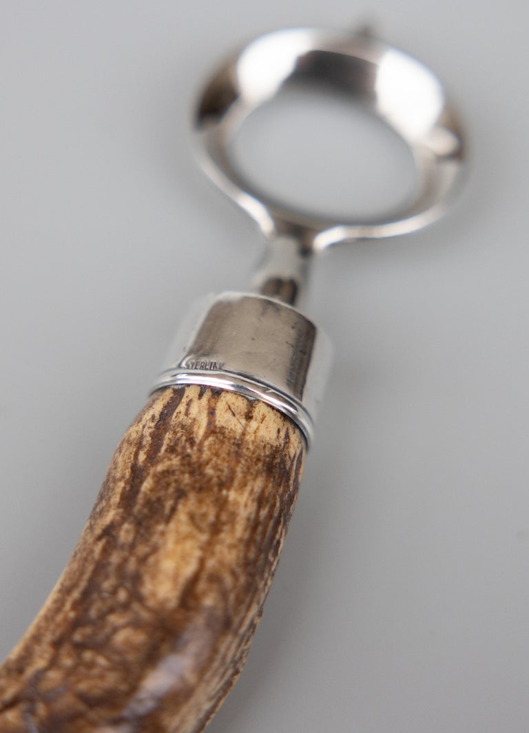 1920s Sterling Silver and Stag Antler Horn Handled Bottle Opener For ...