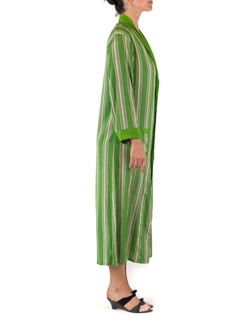 1920S Striped Silk Mens Styled Womens Robe For Sale at 1stDibs