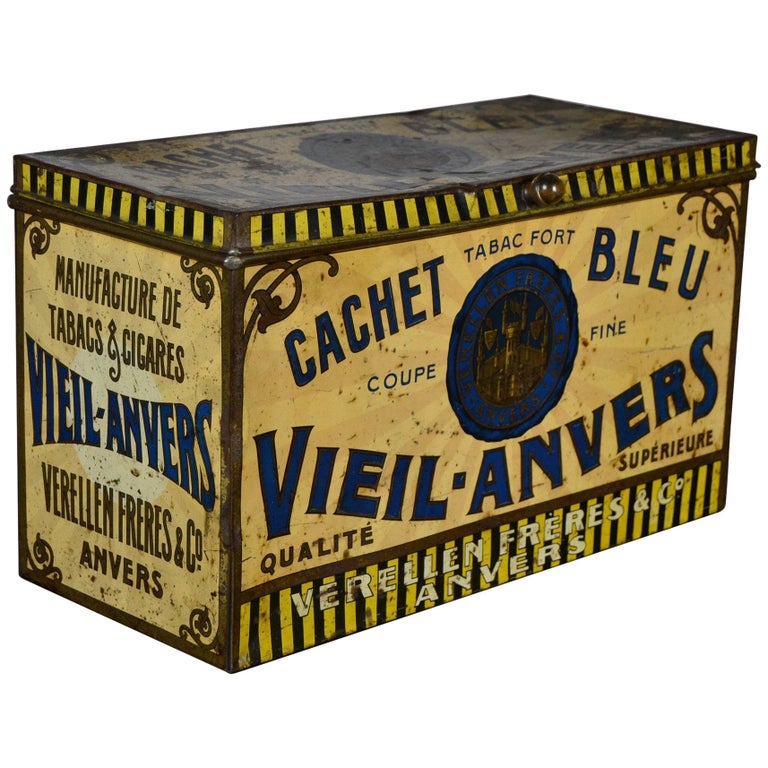 1920s Tobacco Tin Box, Antwerp, Belgium at 1stDibs