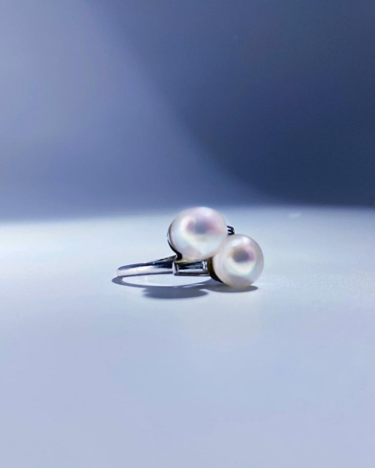 1920s Toi Et Moi Natural Saltwater Pearl Ring Signed Chaument For Sale ...