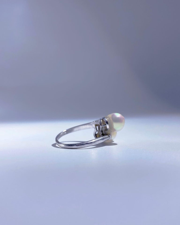 1920s Toi Et Moi Natural Saltwater Pearl Ring Signed Chaument For Sale ...