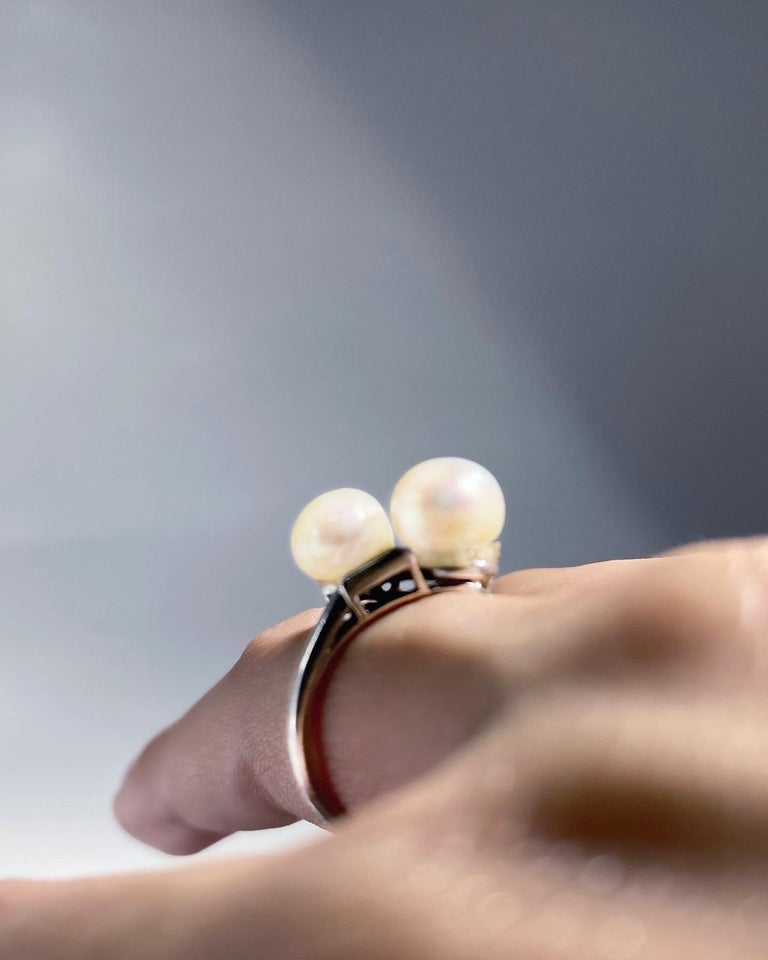1920s Toi Et Moi Natural Saltwater Pearl Ring Signed Chaument For Sale ...