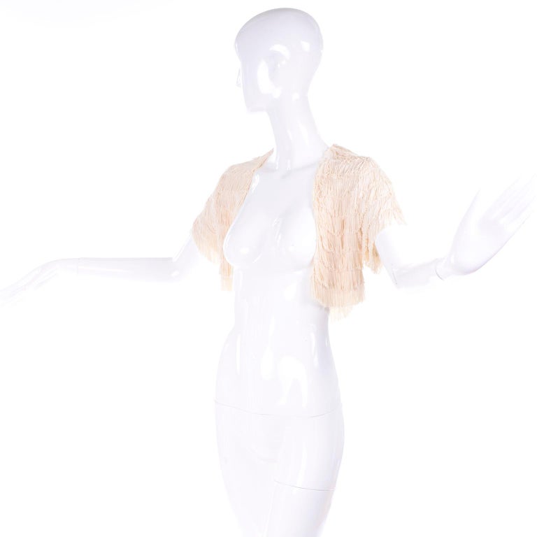 1920s Vintage Cream Fringe Cropped Bolero Top Jacket at 1stDibs | cream ...