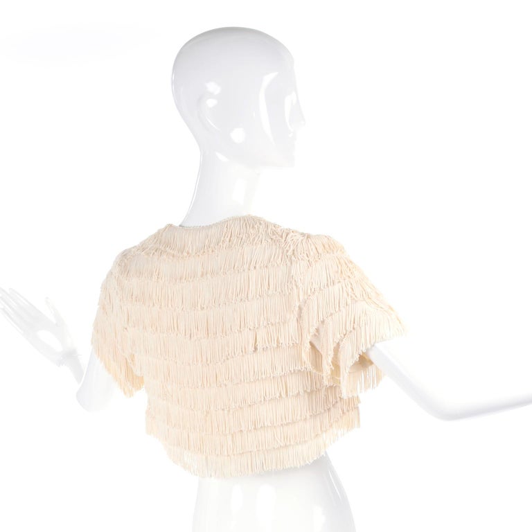 1920s Vintage Cream Fringe Cropped Bolero Top Jacket at 1stDibs | cream ...